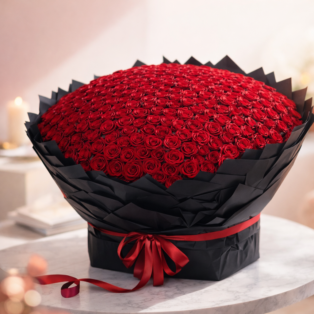 Royal 500 Red Roses Giant Hand-Tied Bouquet – Sentiments.ae