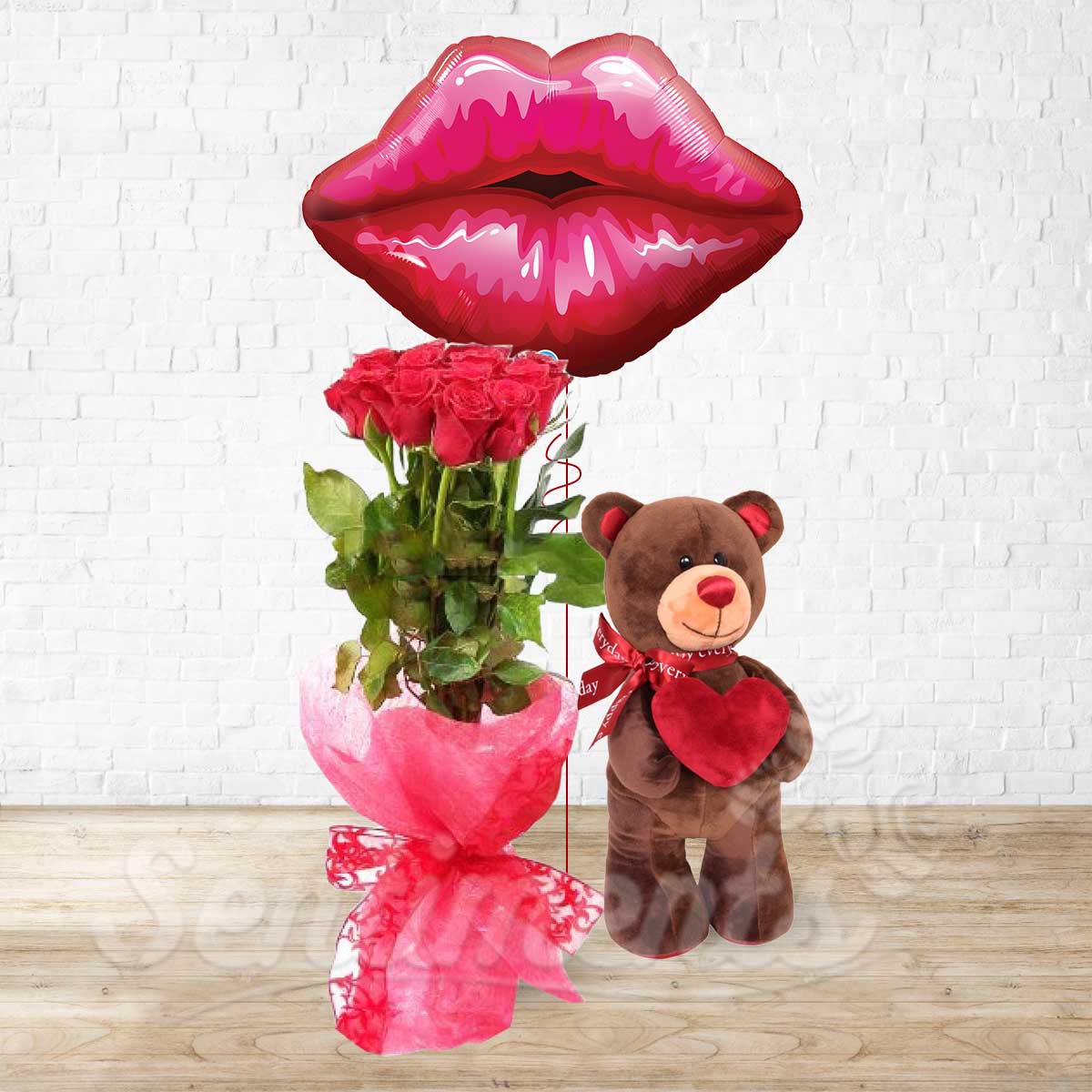 Beloved Smoochy Lips Big Teddy Combo - 3 in 1 – Sentiments.ae